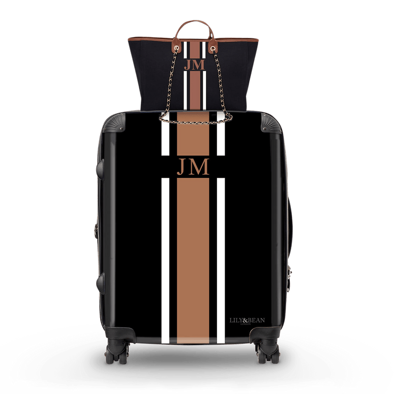 Black & Tan Duo Luggage Set Cabin Suitcase and Jumbo Tote